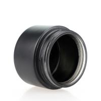 China Cosmetic Packaging Set Bamboo Color Screw Cap Black Matte Glass Jars 50g for sale