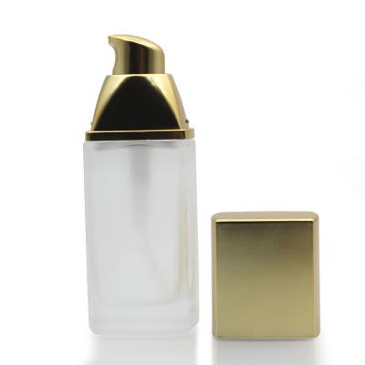 China Clear Frosted 30ml Liquid Foundation Bottles FDA Certified With Gold Cover Cap for sale