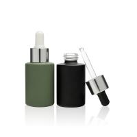 China Green Painting 1oz Serum Dropper Bottles Glass Serum Bottles With Screw Cap for sale