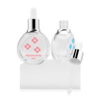 China Skincare Glass Round Serum Dropper Bottles 1oz 2oz Clear Bottle 30ml for sale