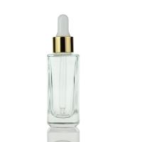 China 35ml Square Dropper Bottle Skincare Eyes Serum Cosmetic Glass Bottle for sale