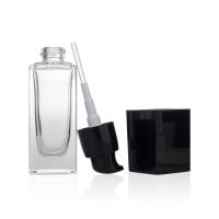China Cosmetic Packaging Empty Foundation Glass Bottle Square Clear Frosted F143 30ml for sale