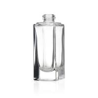 China Cosmetic Packaging Empty Foundation Glass Bottle Square Clear Frosted F143 30ml for sale