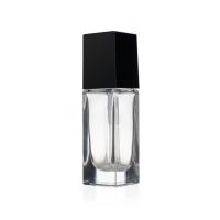 China Cosmetic Packaging Empty Foundation Glass Bottle Square Clear Frosted F143 30ml for sale