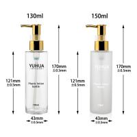 China PET Plastic Cylindrical Cosmetic Shampoo Pump Bottle Gold Collar Pump 130/150ml for sale