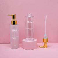 China PET Plastic Cylindrical Cosmetic Shampoo Pump Bottle Gold Collar Pump 130/150ml for sale