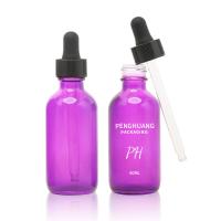 China 60ml Purple Boston Glass Bottles 2oz Massage Essential Oil Skin Care Serum Dropper Bottle for sale