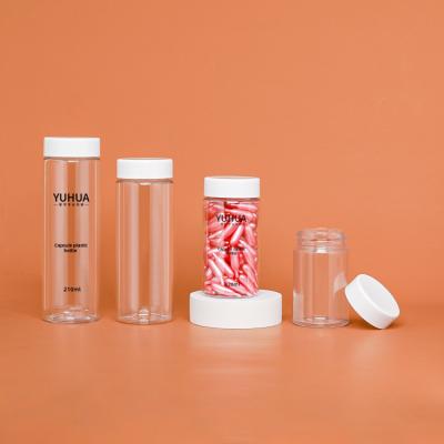 China 210ml PET Plastic Packaging Bottles Empty Capsule Pill Container With White Screw Cap for sale