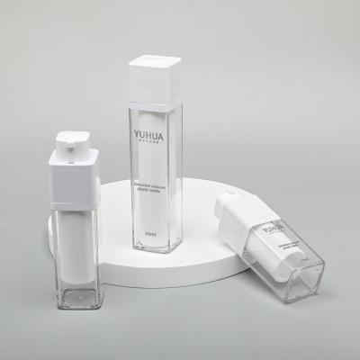 China Liquid Foundation Dispenser PET Plastic Bottle Transparent Double Wall 15ml 30ml 50ml for sale