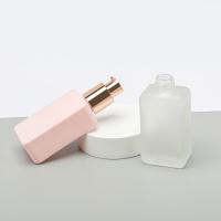 China 30ML Empty Foundation Glass Bottle Square Clear Frosted Cosmetic Packaging for sale