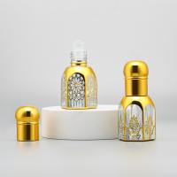 China Beauty Packaging Mini Glass Roll On Bottles 12ml For Perfume Packaging Golden Glittering for sale