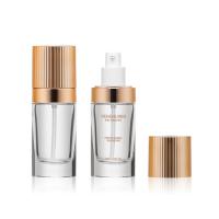 China Clear 30ml Liquid Foundation Bottles Glass Pump Frosted Surface for sale