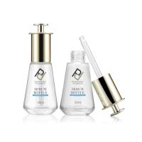 China 30ml Glass Serum Press Dropper Bottles Conical Flask Hot Stamping for sale
