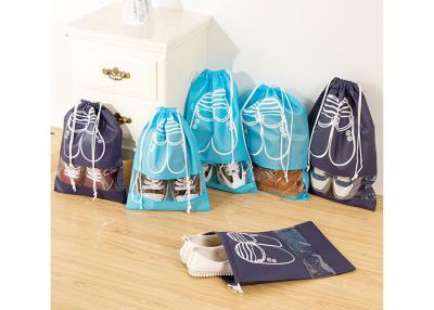 China Polyester Drawstring Shoe Bags Promotional Custom Printed For Easy Travel for sale