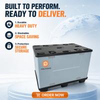 China Robust Foldable EuroBox Pallet Container with Access Flap and Lid Designed for Professional Use in Industry Warehousing for sale