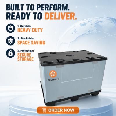 China Robust Foldable EuroBox Pallet Container with Access Flap and Lid Designed for Professional Use in Industry Warehousing for sale