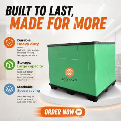 China Collapsible Pallet Box 300kg Dynamic 500kg Static Load, Wall Thickness 10mm 12mm, Stackable Heavy Duty Waterproof Foldable for sale