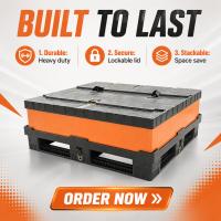 China Collapsible Box for Storage and Transport, Foldable Pallet Box Heavy Duty Stackable, Bulk Container with Plastic Lid and Base for sale