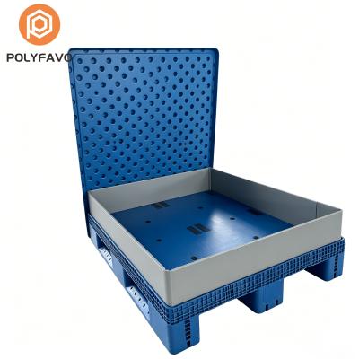 China Collapsible Pallet Box with Windows Cutouts for Inspection, Wall Thickness 10mm 12mm, Stackable Custom Color Logo Printing for sale