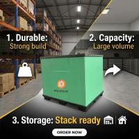 China Collapsible Pallet Box, Returnable Bulk Container 10mm 12mm Wall, 300kg Dynamic 500kg Static Load, Custom Color Logo Print for sale
