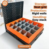 China Returnable Collapsible Bulk Box, Pallet Container with Lid and Base, Custom Windows Cutouts 10mm 12mm Wall Thickness for sale