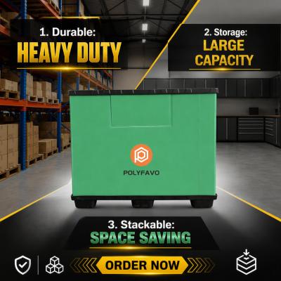 China Collapsible Pallet Box Custom Wall Thickness Color Printing, 300kg Dynamic 500kg Static Load 10mm Wall, Returnable Bulk Box for sale