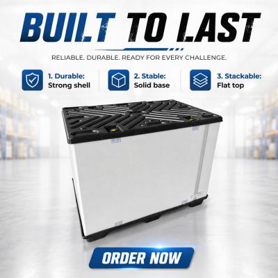 China Coaming Box Two Piece C Type, Collapsible Sleeve Box with EVA Foam Lining, Plastic Pallet Base Returnable Bulk Box for sale