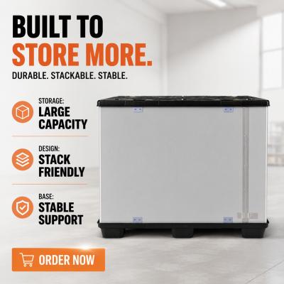 China Sleeve Pack Coaming Box with EVA Foam Liner, Two C Type Spliced Panels Foldable, Returnable Pallet Container Stackable for sale
