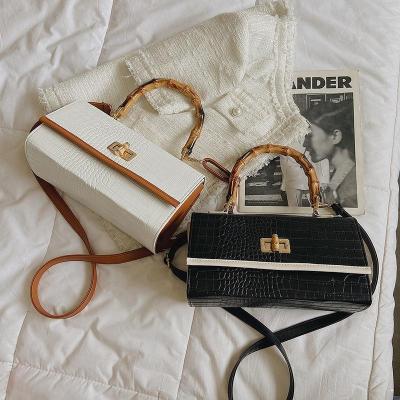 China Korean high quality trend stone purse cross - body handbags bags bamboo handle joint handbags for women for sale
