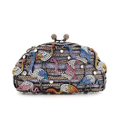China Silver Evening Clutch Bags Diamond Clutch Bag Handmade Metal Flamingo Luxury Shoulder Bag Party Evening Purse Clutch Bag for sale