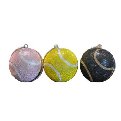 China Fashion Rhinestone Durable Women Round Tennis Bling Money Handbags Grab Evening Clutch Bags Ladies for sale