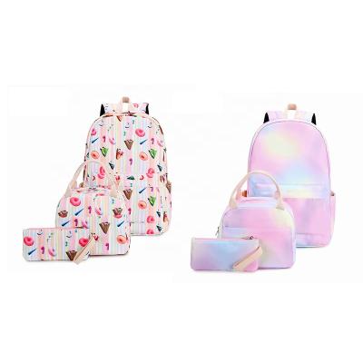 China Wholesale Waterproof Rainbow Tie Dye Backpacks Kids School Bag With Lunch Box School Bag Set for sale