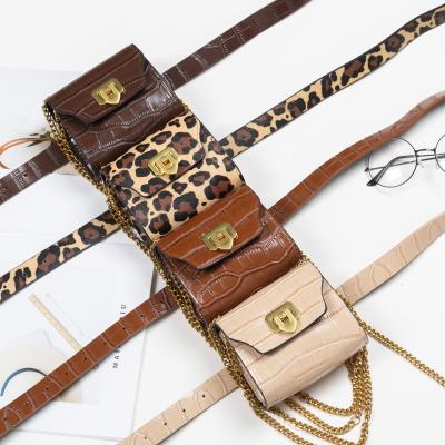 China Water Proof Fashion Luxury Cute Women Stone Pattern Coin Bag High Quality Gold Chain Waist Bags for sale