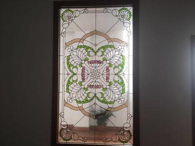 China Stained Decorative Panel Glass For Church Black Zinc Insulated / Bevelled / Polished for sale