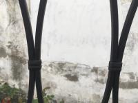 China Arch Top Wrought Iron Glass Black Inlaid Double Tempered Technique Glass for sale