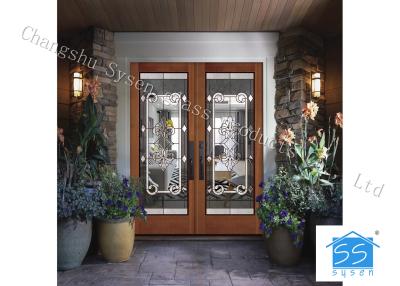 China Bevel Custom Glass Window Panels , Theft Proof Brass Decorative Art Glass for sale