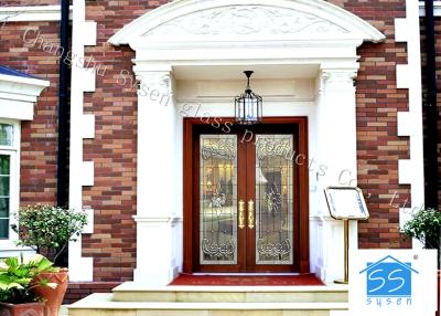 China Hollow Beveled Tempered Glass , Building Float Beveled Glass Door Panels  for sale