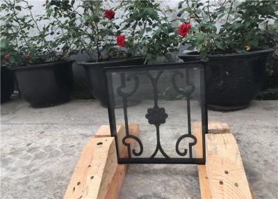 China Arch Top Wrought Iron Glass Black Inlaid Double Tempered Technique Glass for sale