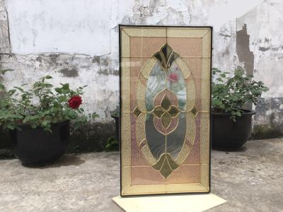China Theft Proof Art Glass Panels  Black Zinc Translucency Glue Chip Bevel for sale