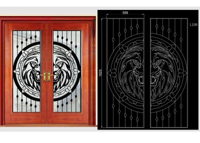 China Decorative Wrought Iron Glass For Door Agon Filled 22*64inch Size Shaped for sale