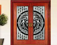 China Decorative Wrought Iron Glass For Door Agon Filled 22*64inch Size Shaped for sale
