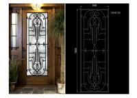 China Tempered Wrought Iron Door Glass Agon Filled With Silk Screening 22*64 Inch for sale
