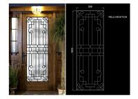 China Rust Prevention Wrought Iron Glass Door Inserts , Hollow Iron Glass Doors for sale