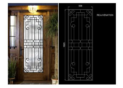 China Rust Prevention Wrought Iron Glass Door Inserts , Hollow Iron Glass Doors for sale