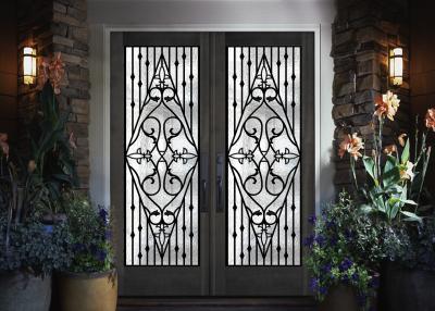 China Galvanized Steel Remarkable Inlaid Door Glass For Building Hand Forged for sale
