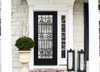 China High Polished Elegant Inlaid Wrought Iron Glass / Decorative Door Glass For Building Hand Forged Textures for sale