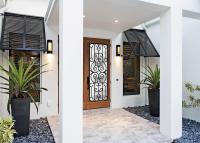 China Prevent Freezing﻿ Tempered Wrought Iron Door Glass Silk Screening Great Security Feature for sale