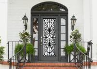 China Personal Style Spray Coating Wrought Iron Glass Door With Hot Dipfabricated for sale