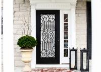 China Professional Wrought Iron And Glass Entry Doors For Building Sound Insulation for sale