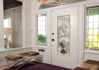 China Original Artwork Architectural Decorative Stained Glass Door Panels Nouveau Art Deco for sale